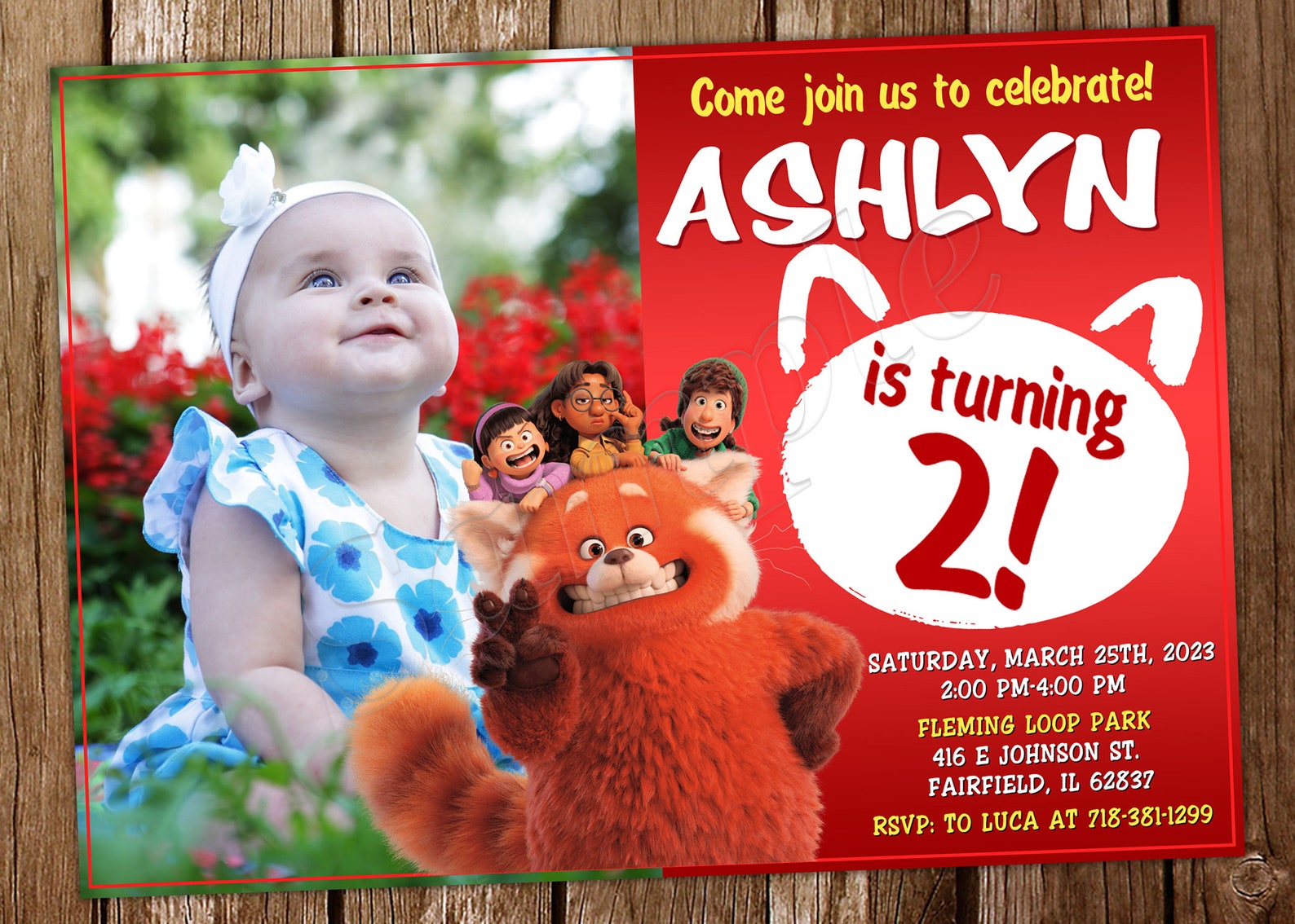 Turning Red Invitation Turning Red Birthday Turning Red Invite Turning ...