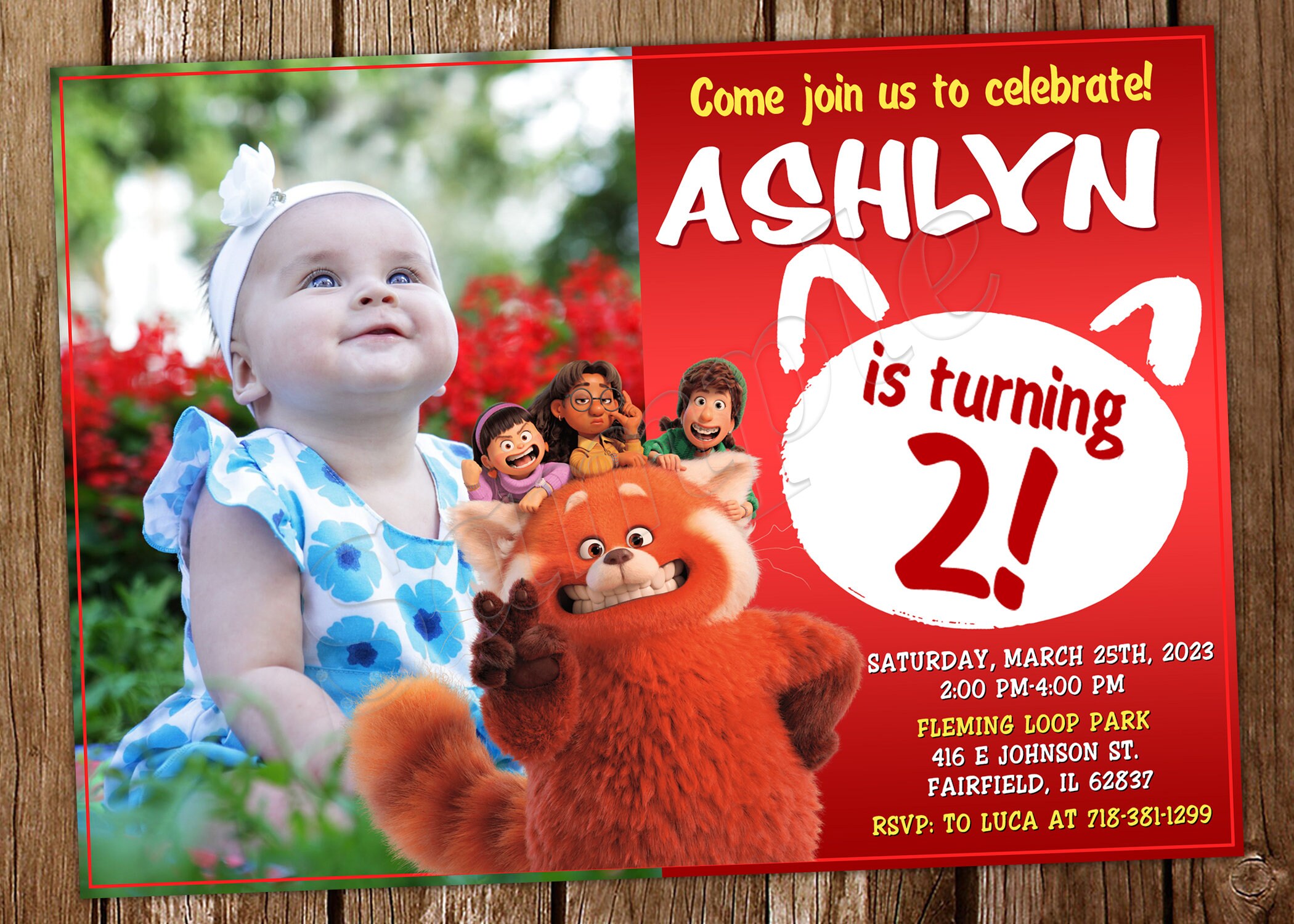 Turning Red Invitation Turning Red Birthday Turning Red Invite Turning ...