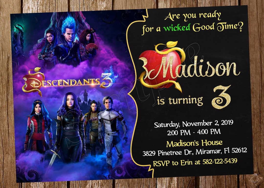 Descendants Invitation Descendants Birthday Invitation Descendants ...