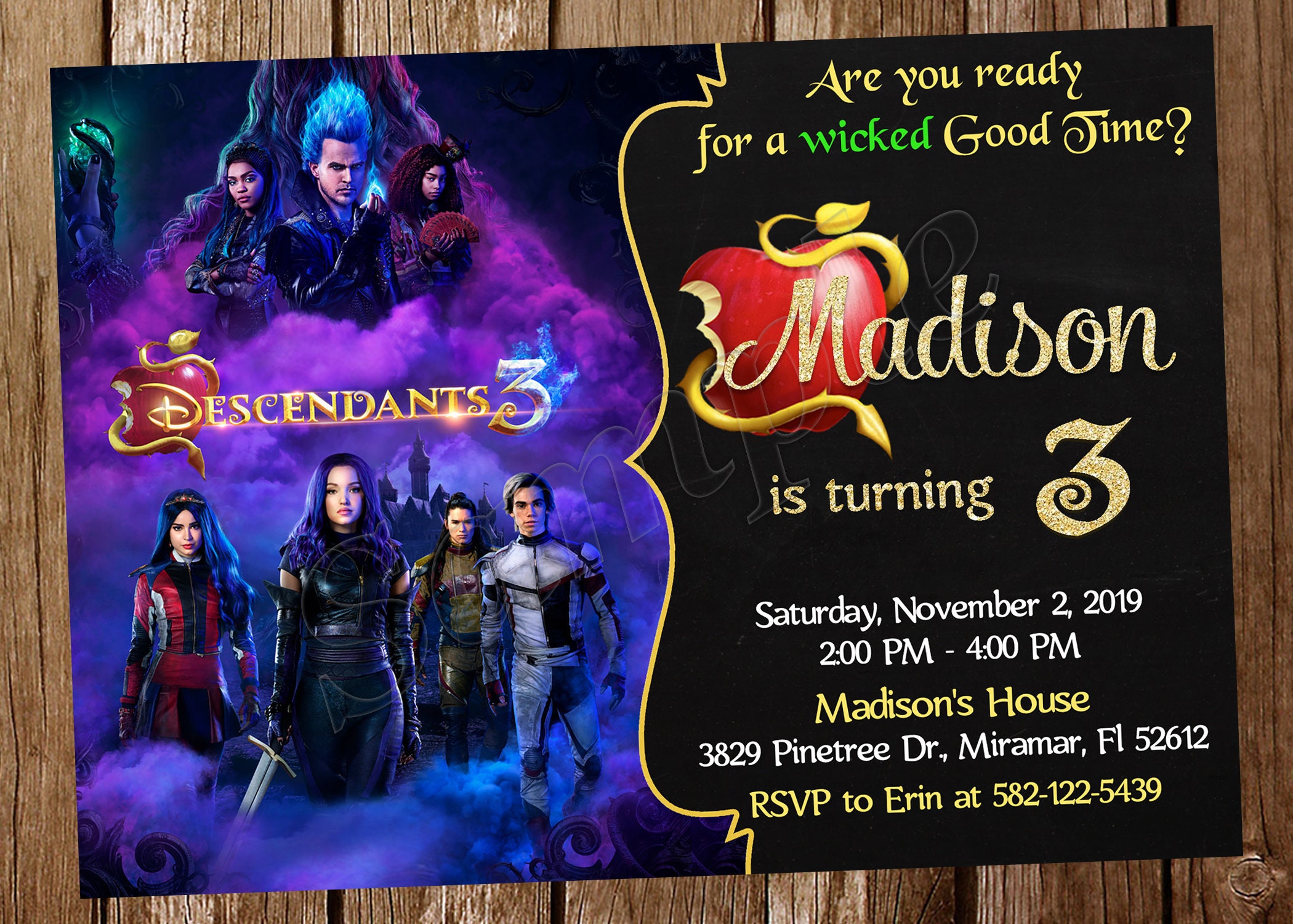 Descendants Invitation Descendants Birthday Invitation Descendants ...