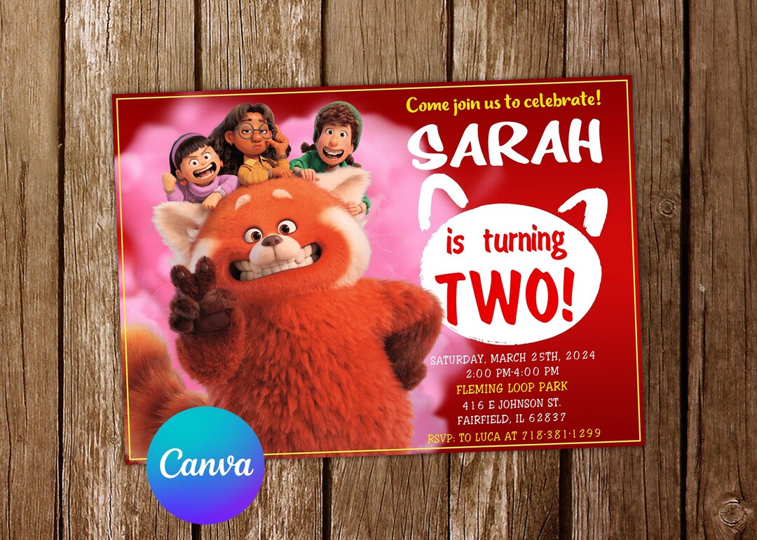 Turning Red Invitation Turning Red Birthday Invitation Turning Red ...