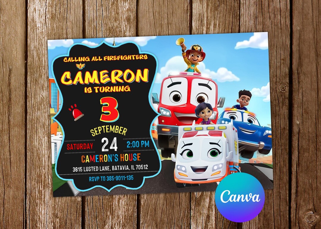 Invitación de Firebuds Invitación de cumpleaños de Firebuds Fiesta de ...