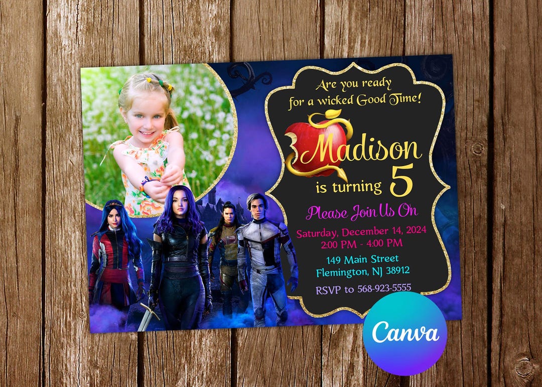 Descendants Invitation Descendants Birthday Invitation Descendants ...