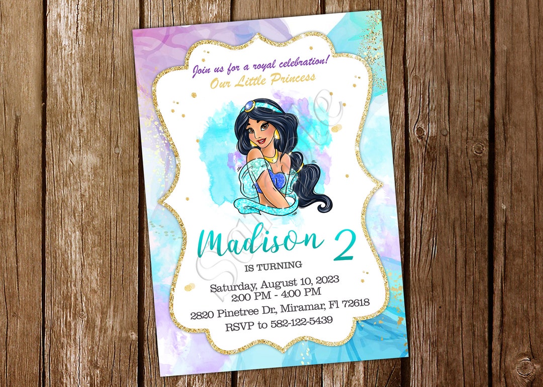 Jasmine Invitation Princess Jasmine Watercolor Invitation Jasmine ...