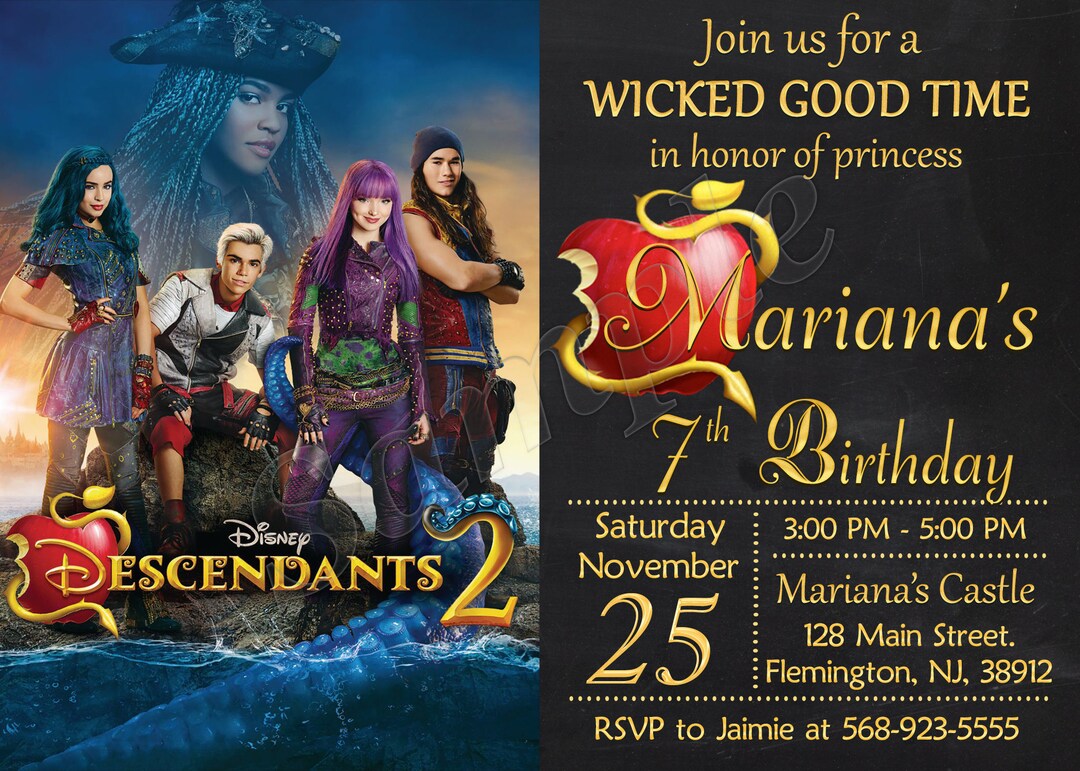 Descendants Invitation Descendants Birthday Invitation Descendants ...