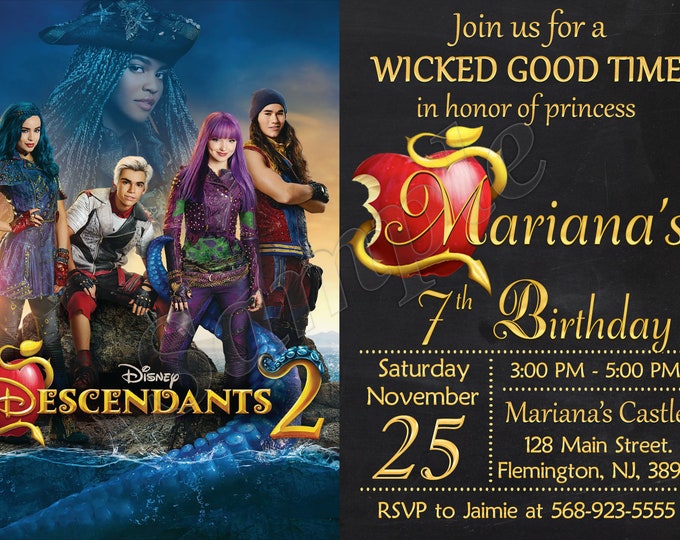 Descendants Invitation Descendants Birthday Invitation Descendants ...