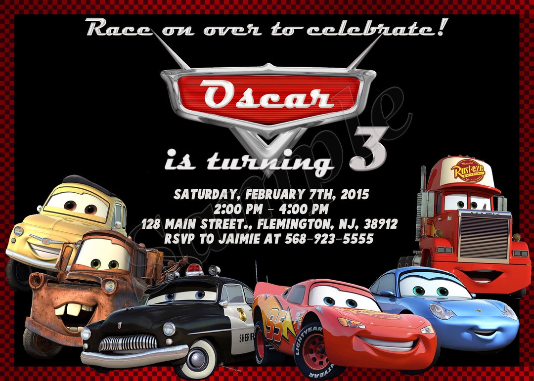 Cars Invitation Cars Birthday Invitation Cars Party Mcqueen Invitation ...
