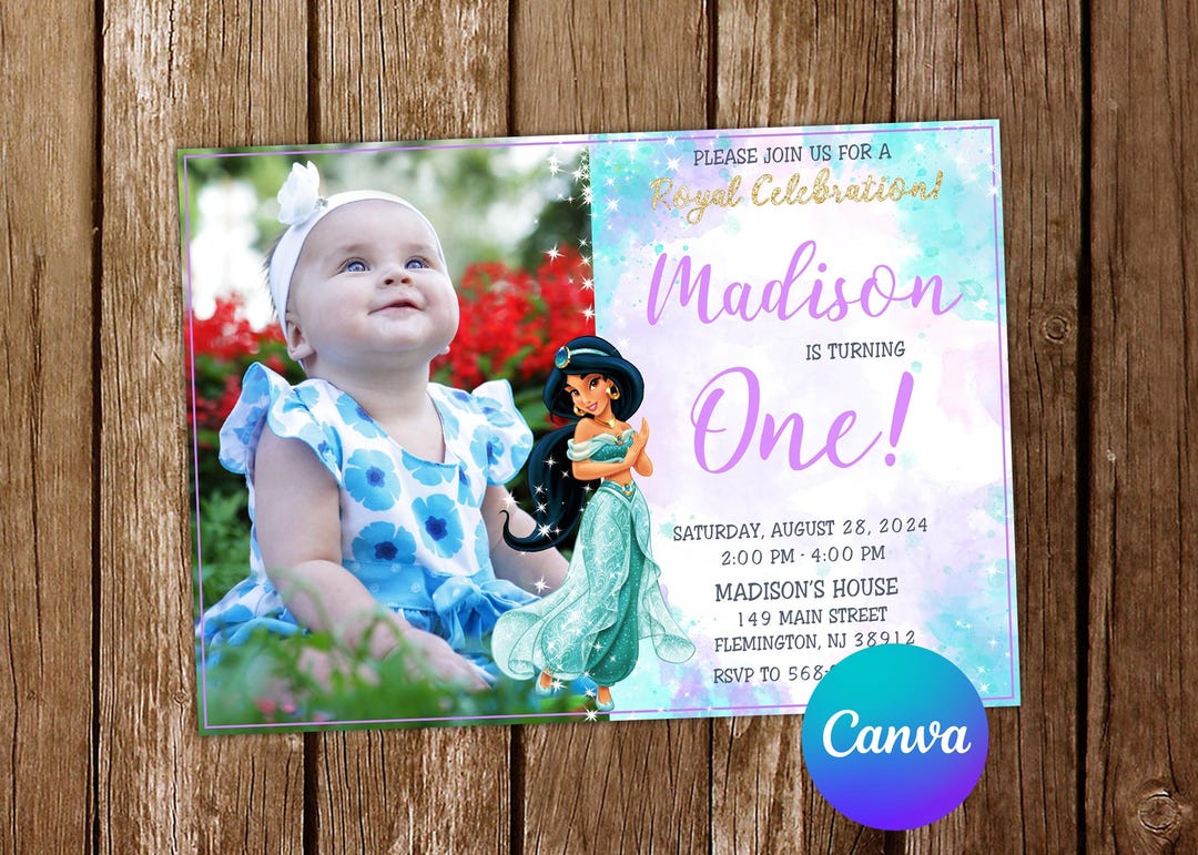 Jasmine Invitation Princess Jasmine Birthday Invitation Jasmine Party ...