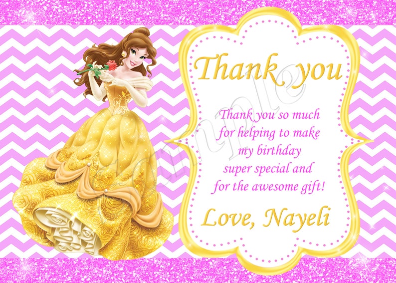 Princess Belle Thank You Card Belle Invitation Princess Belle ...