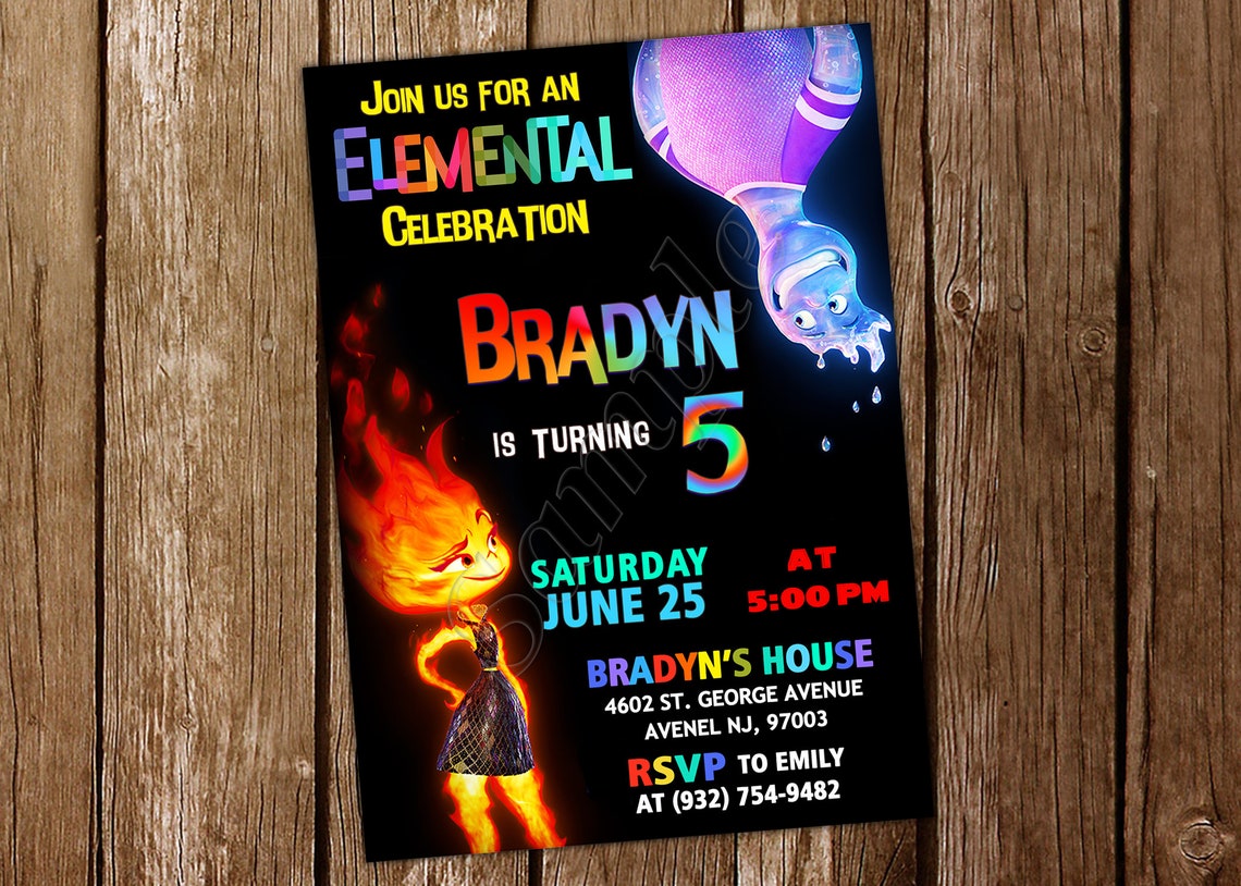 Elemental Invitation Elemental Birthday Elemental Invite - Etsy