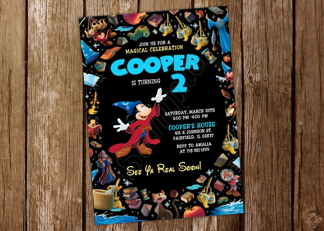 Mickey the Sorcerers Apprentice Invitation Mickey Mouse Invitation ...