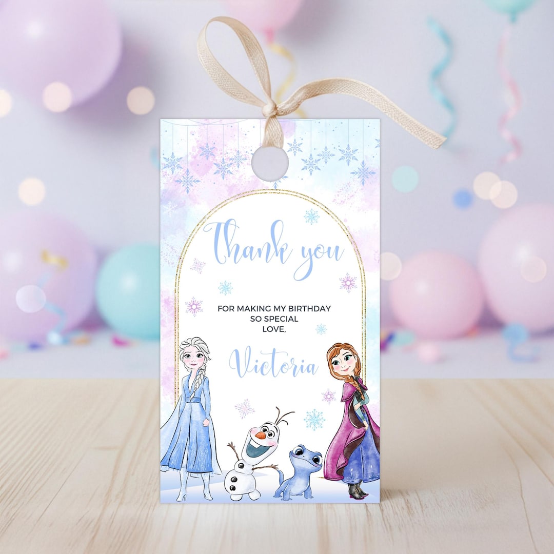 Frozen Thank You Tag Frozen Birthday Thank You Olaf Watercolor Favor ...