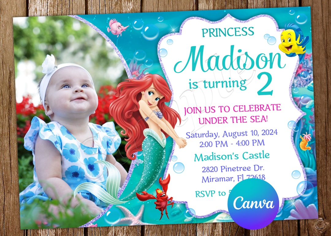 Little Mermaid Invitation Little Mermaid Birthday Invitation Ariel ...