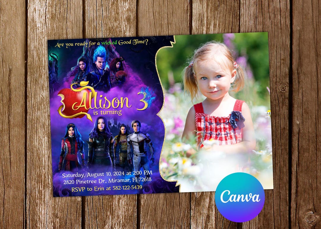 Descendants Invitation Descendants Birthday Invitation Descendants ...