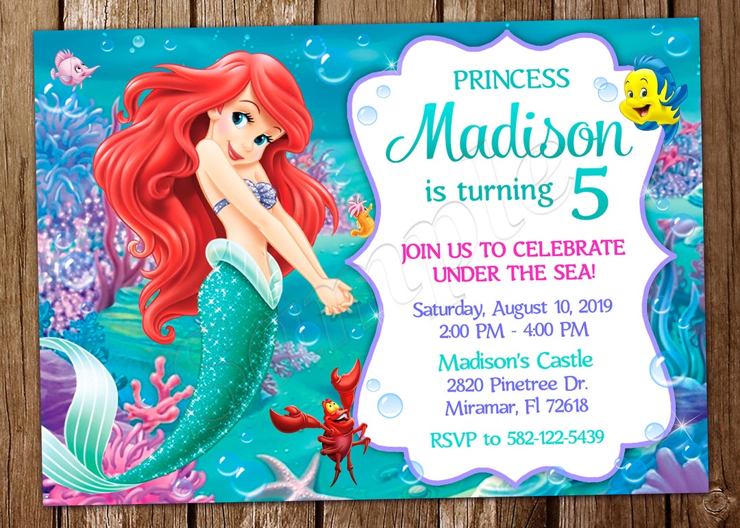 Little Mermaid Invitation Ariel Invitation Little Mermaid Birthday ...
