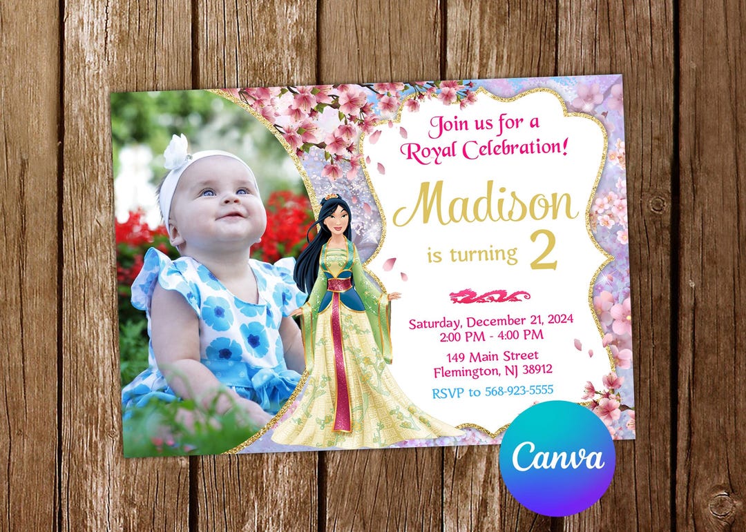Mulan Invitation Princess Mulan Birthday Invitation Mulan Party Mulan ...