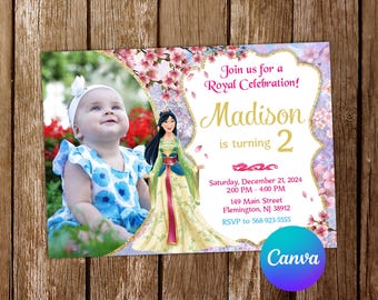 Mulan Invitation Princess Mulan Invitation Mulan Birthday Mulan Invite ...