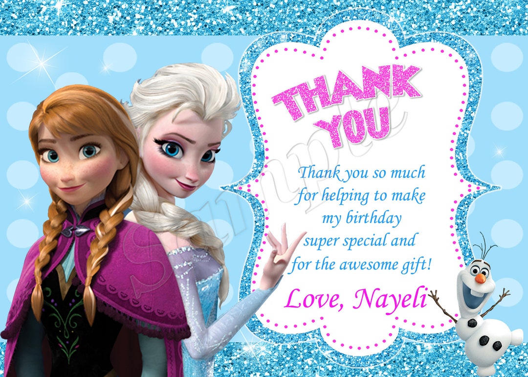 Frozen Thank You Card Frozen Invitation Frozen Birthday Invitation ...