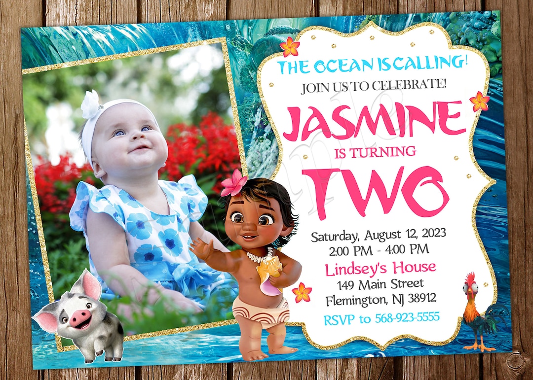 Baby Moana Invitation Baby Moana Birthday Baby Moana Invite Baby Moana ...