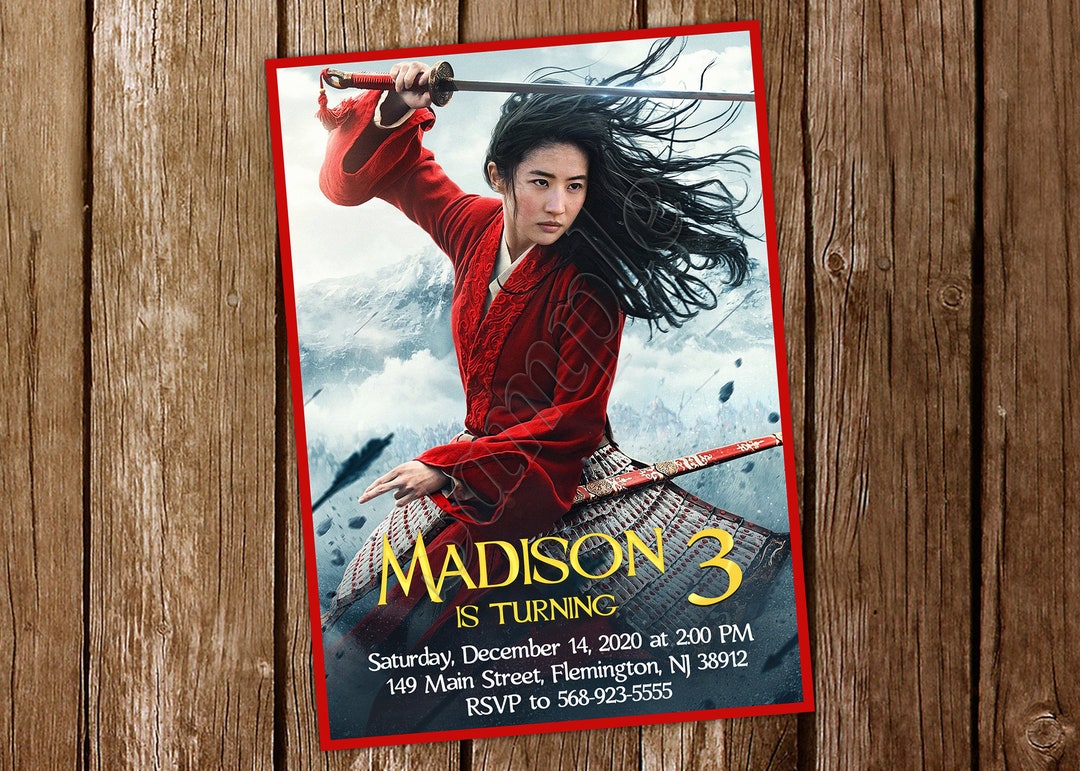 Mulan Invitation Princess Mulan Invitation Mulan Birthday - Etsy