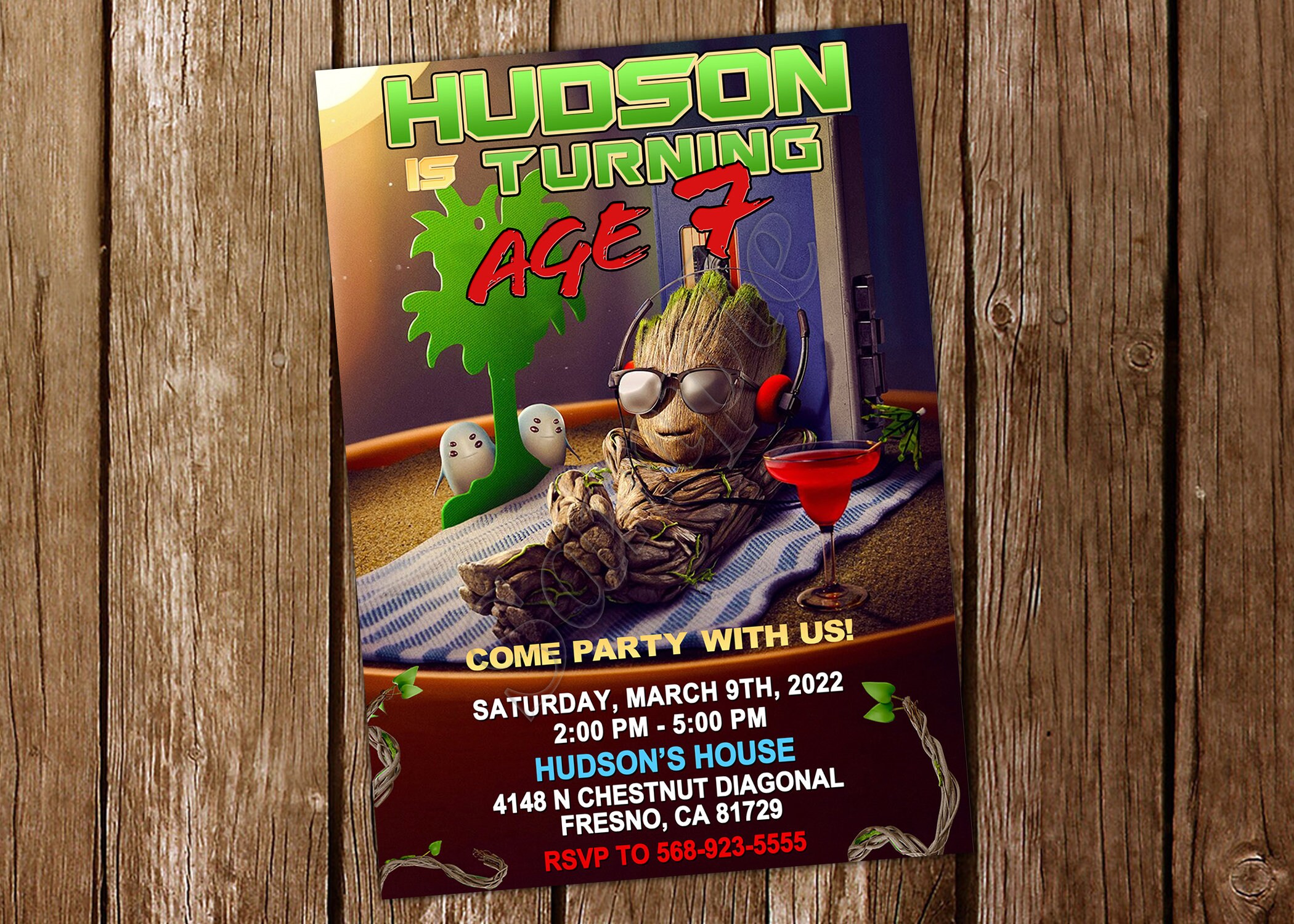 Groot Invitation Groot Birthday Groot Invite Groot Birthday - Etsy