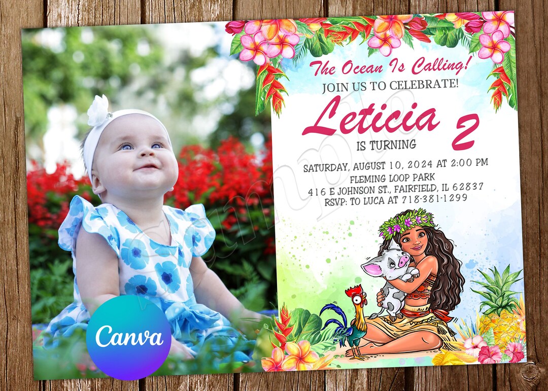 Moana Invitation Moana Birthday Invitation Moana Party Moana Invites ...