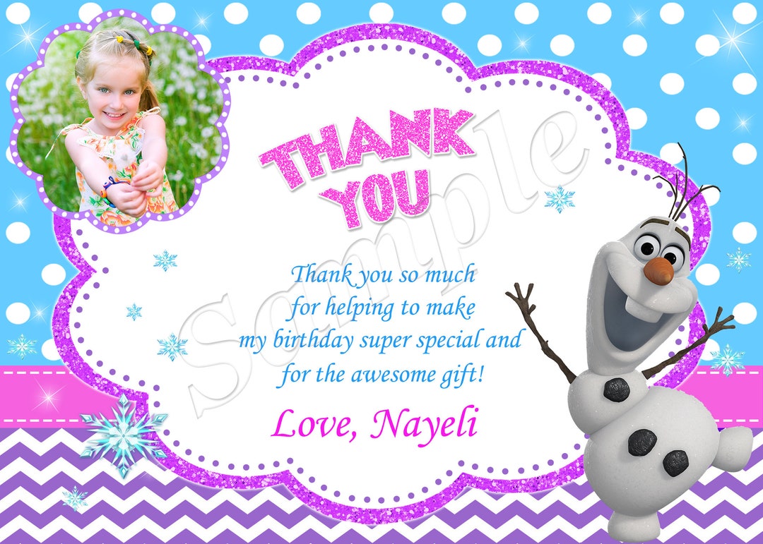 Olaf Thank You Card Olaf Invitation Frozen Invitation Olaf Birthday ...