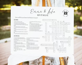 Minimal Wedding Crossword Extra Large Custom Sip and Solve - Etsy UK