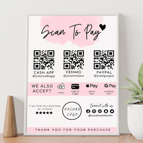 Printable Scan to Pay Template Editable Scan to Pay Sign - Etsy