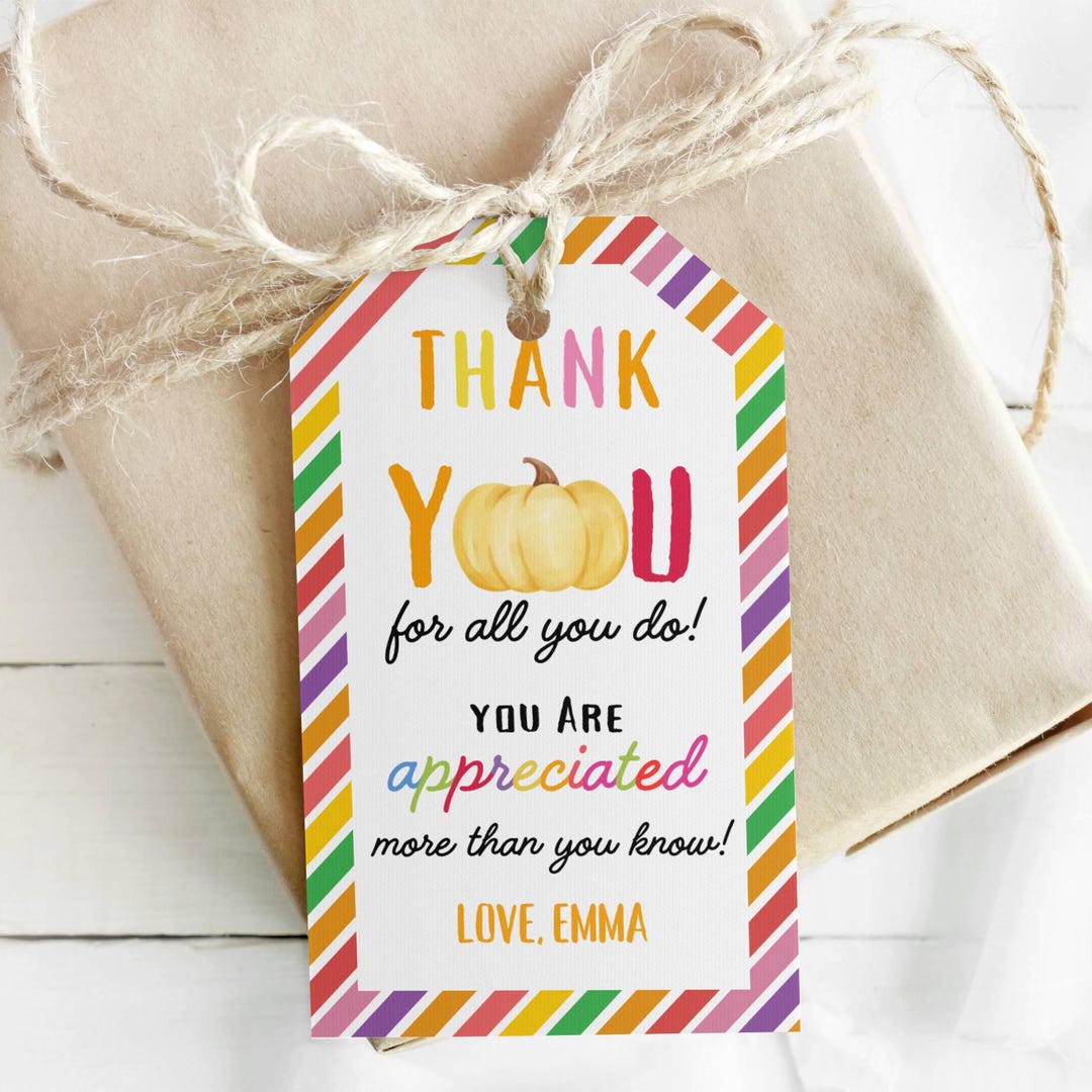 EDITABLE Fall Thank You Tags, Fall Appreciation Tags, Staff ...
