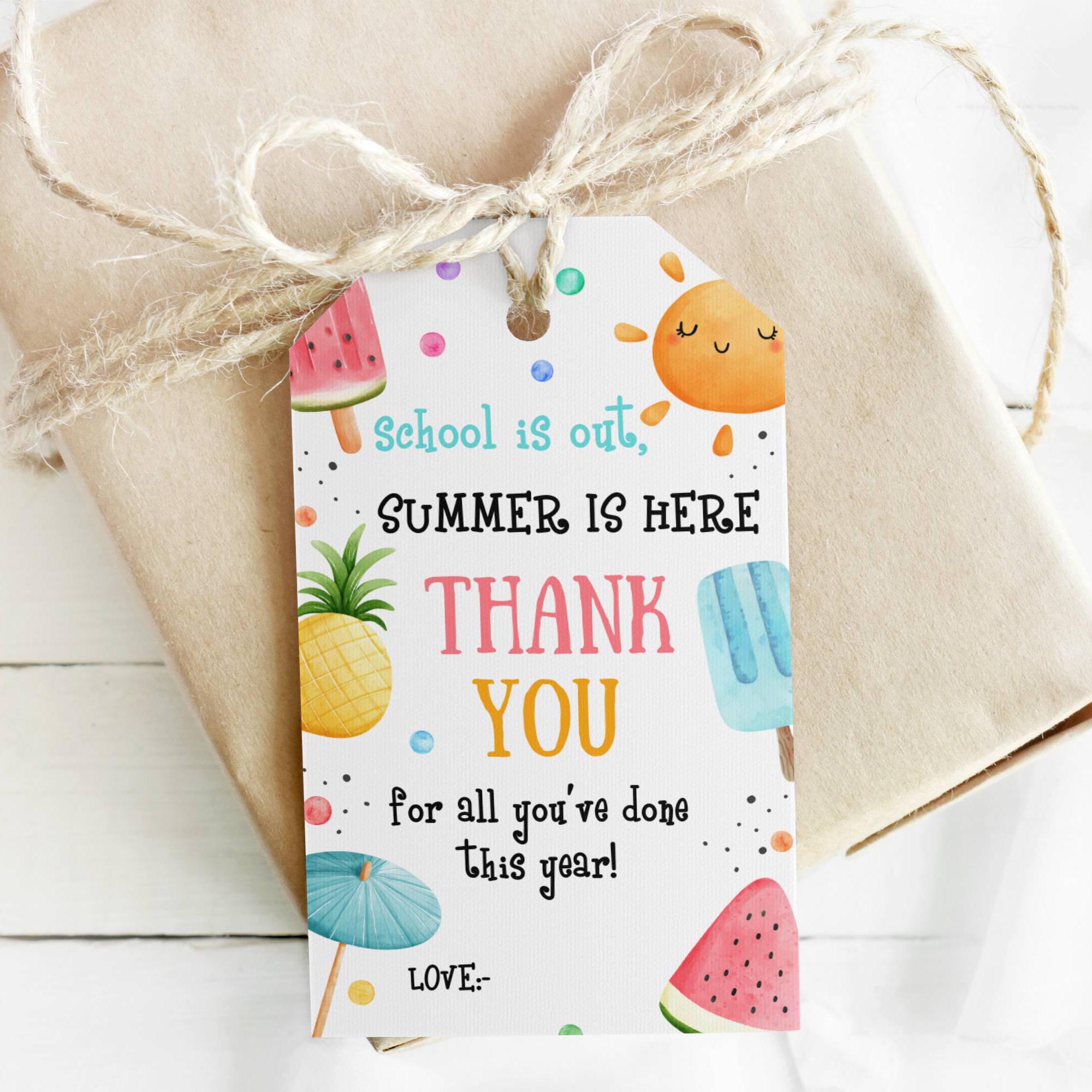 EDITABLE Summer Teacher Appreciation Gift Tag Template, Sun Thank You ...