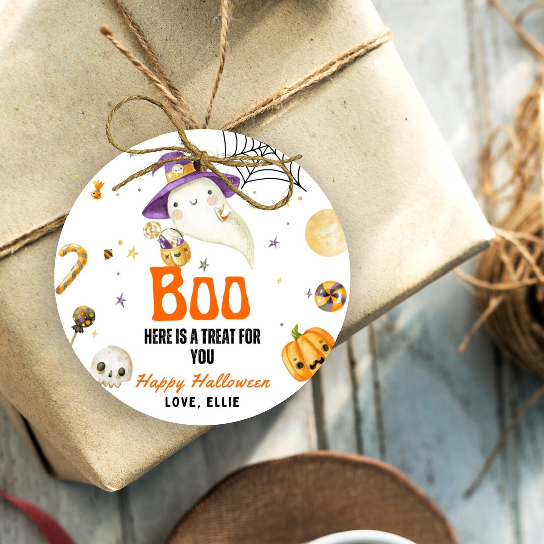 Editable Halloween Favor Tags Circle Boo Gift Tags Halloween - Etsy