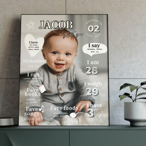 EDITABLE First Birthday Milestone Sign, Modern 1st Birthday Milestone ...