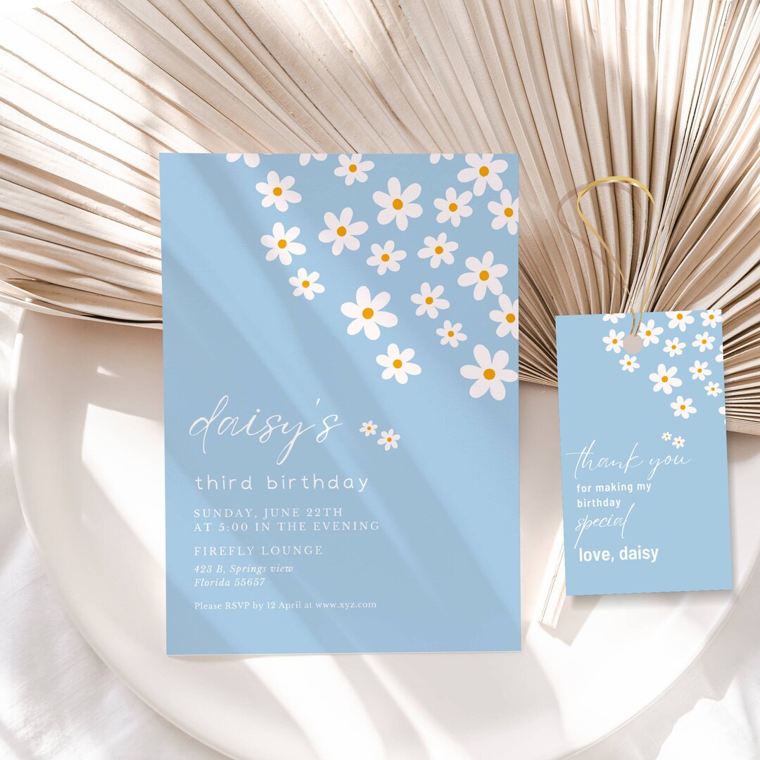 Daisy Birthday Invitation Editable, Daisy 1st Birthday Invite, Boho ...
