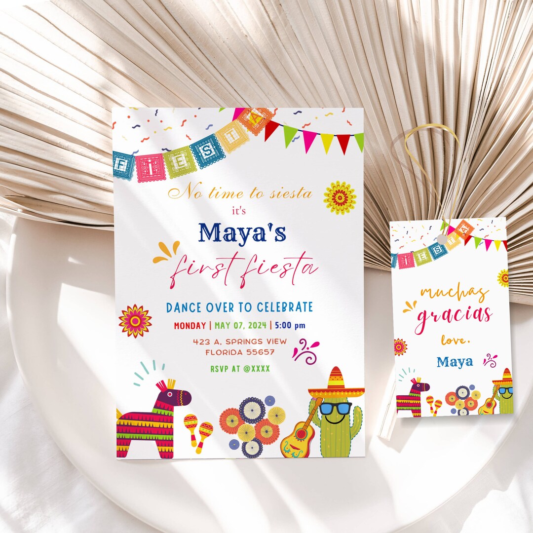 Editable Fiesta Invitation First Fiesta Birthday Mexican - Etsy