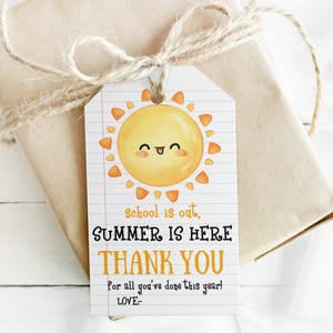 EDITABLE Summer Teacher Appreciation Gift Tag Template, Sun Thank You ...