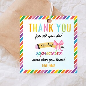 EDITABLE Teacher Appreciation Week Gift Tags Thank You Teacher Gift Tag ...