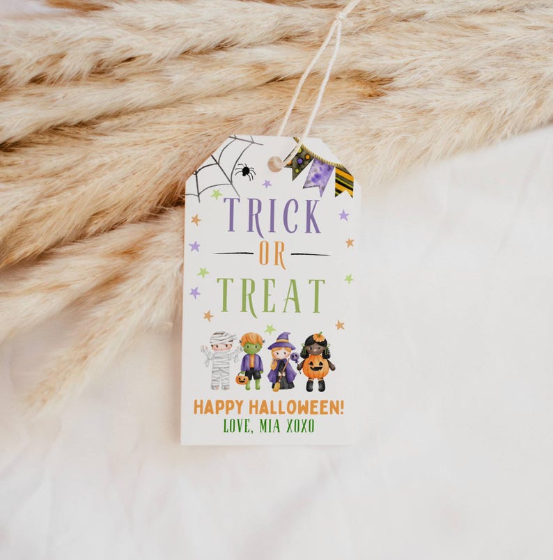 EDITABLE Happy Halloween Gift Tags Trick or Treat Favor Tags, Ghost ...