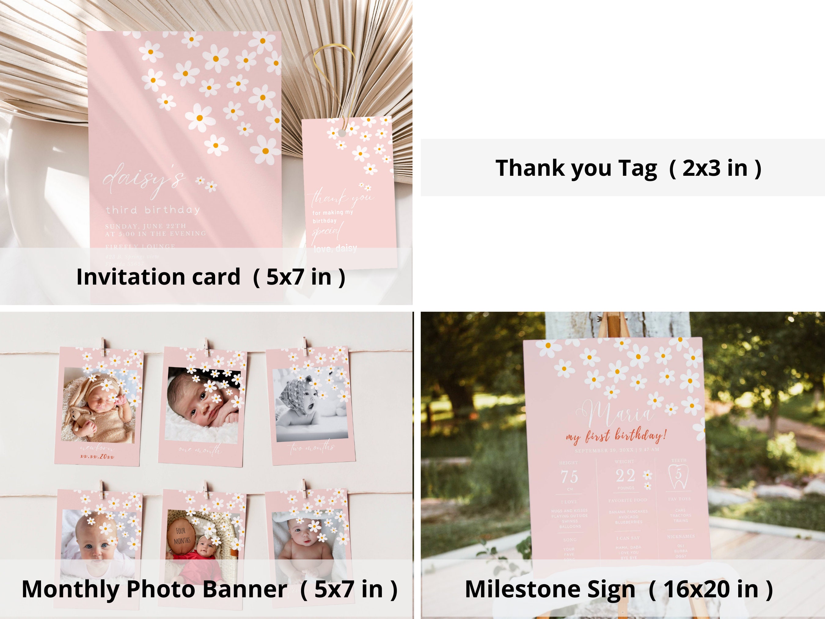 Retro Daisy Birthday Party Invitation Bundle 10 Piece Daisy - Etsy