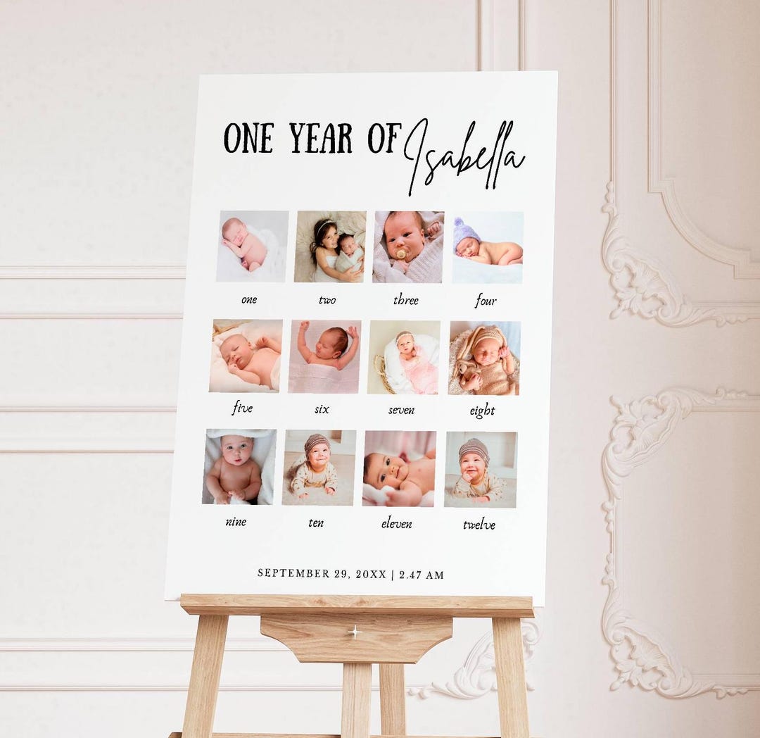 EDITABLE Baby Milestone Board, First Birthday Milestone Poster Template ...