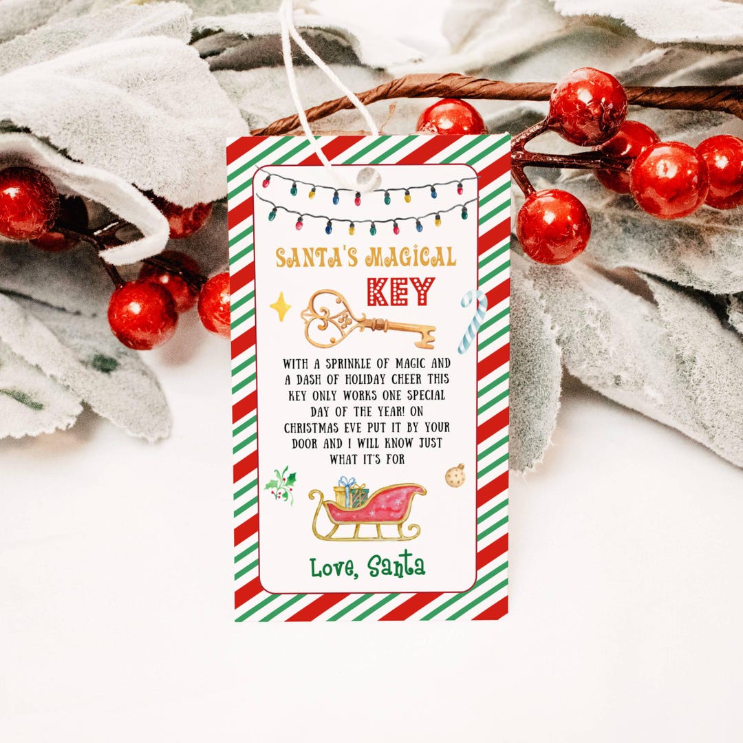 EDITABLE Santas Magic Key Tags, Santa Key Tags, Magical Christmas Key ...