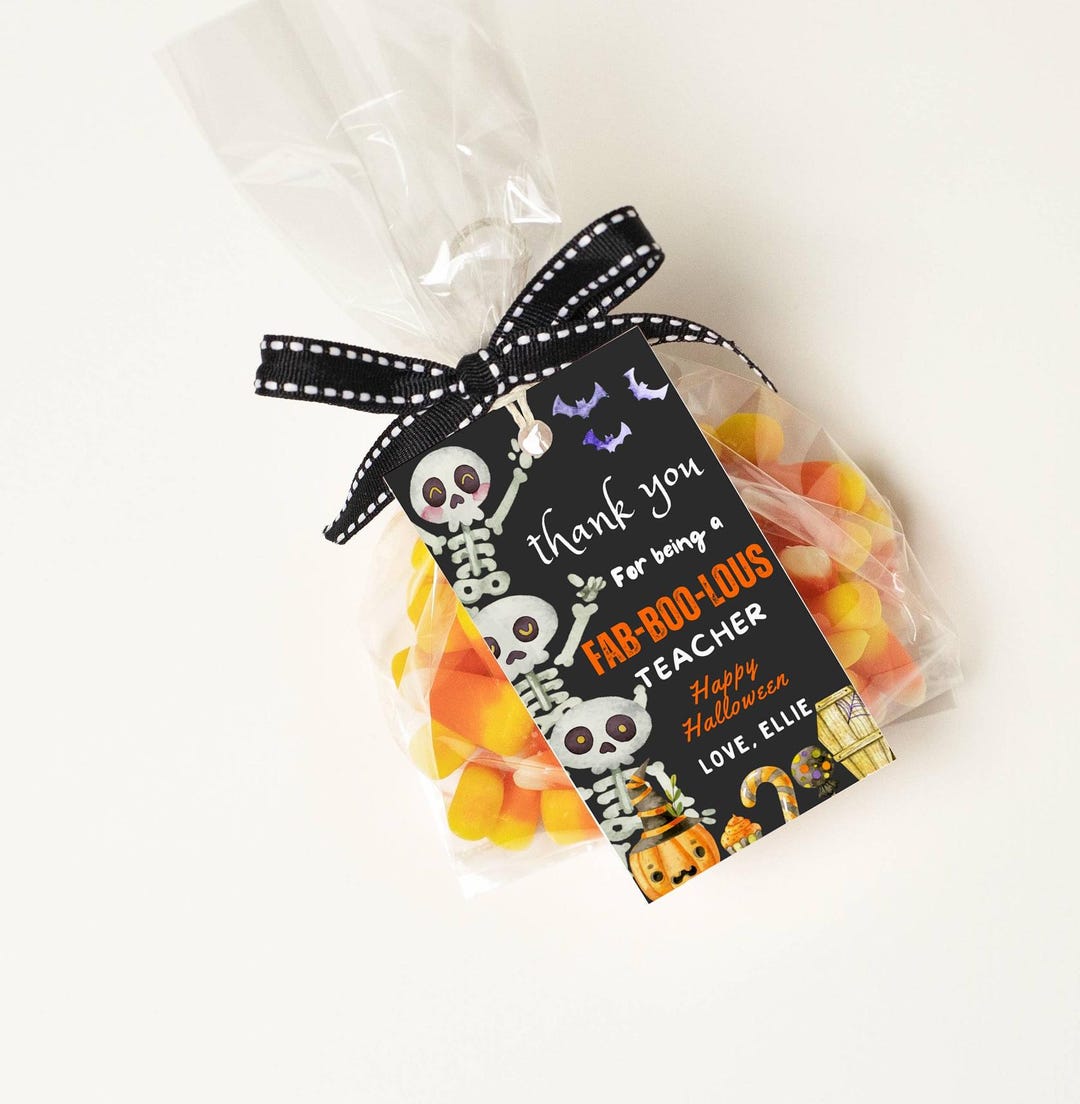 EDITABLE You Are Fab-boo-lous Tag Halloween Favor Tag, Cute Skeleton ...