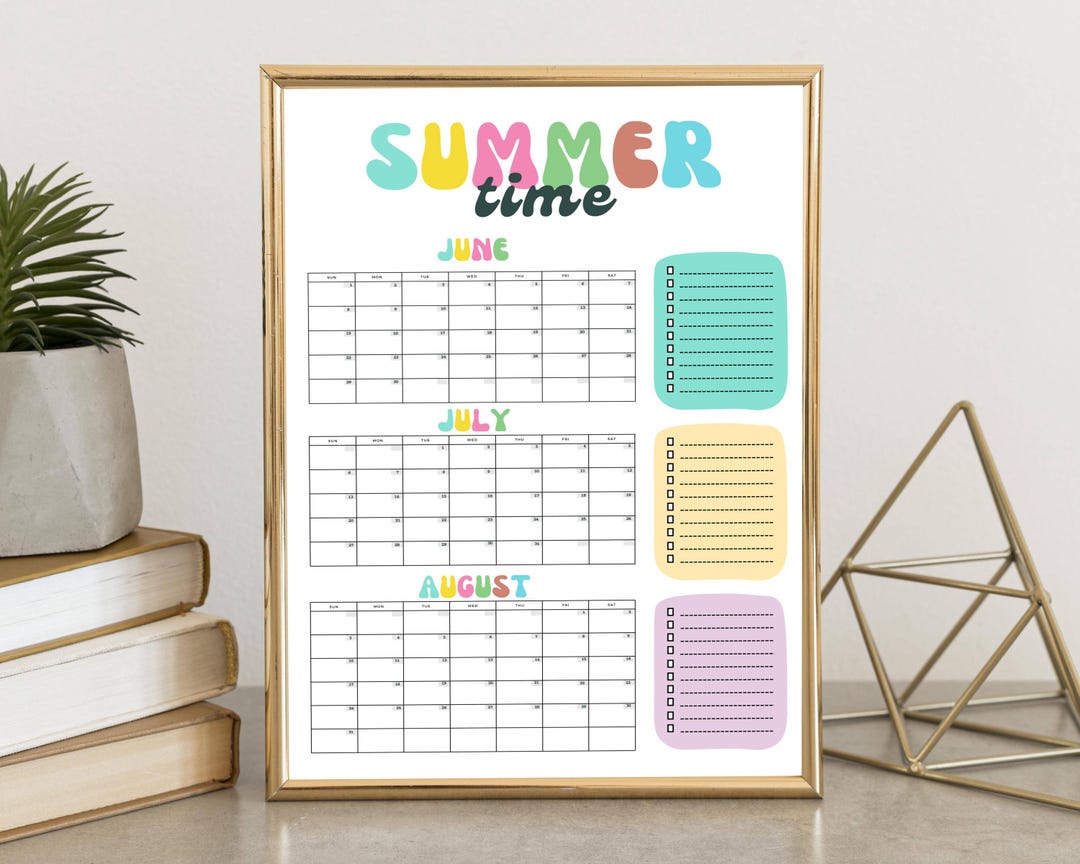 Printable Huge 2025 Summer Calendar, Large Summer Planner Poster ...