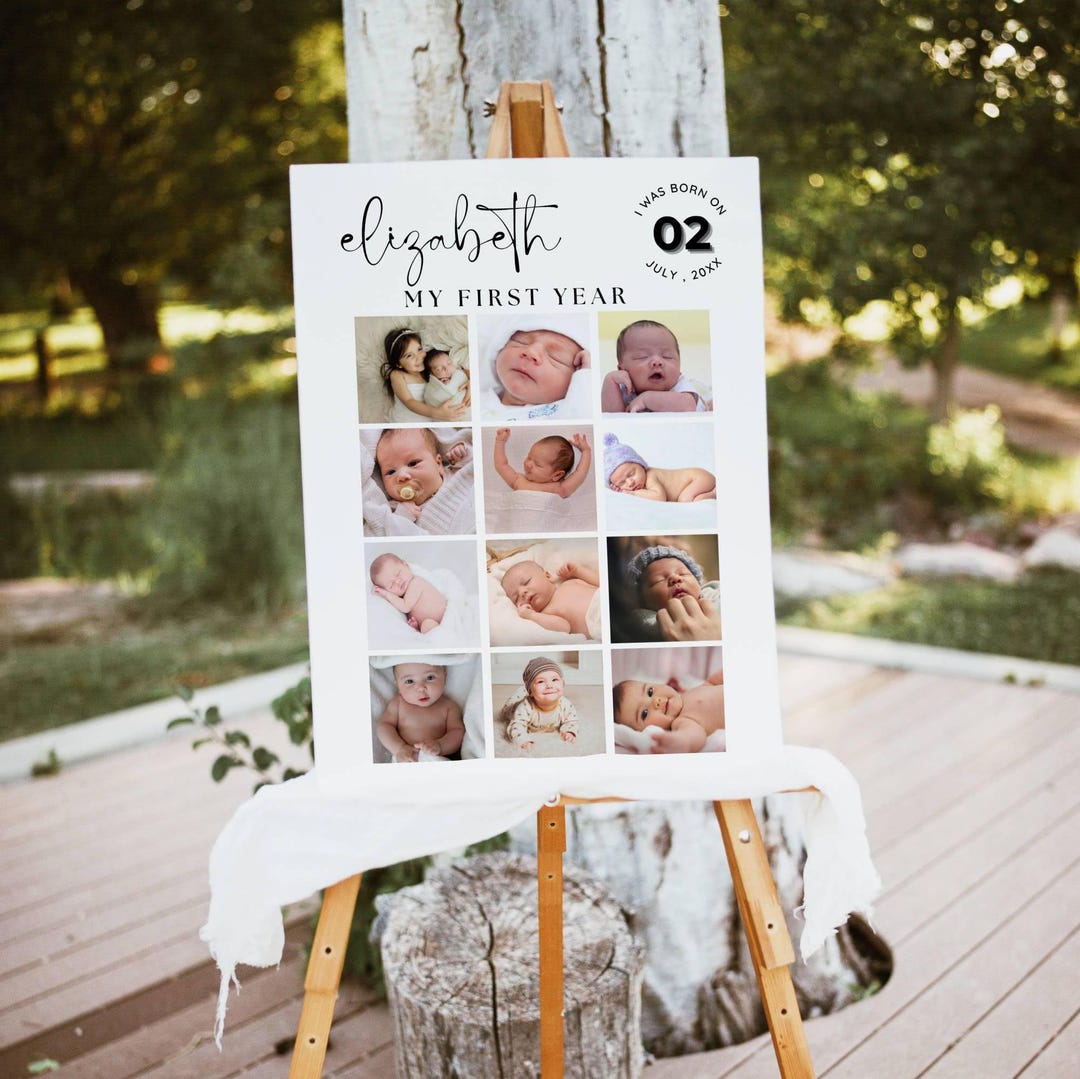 EDITABLE Baby Milestone Board, First Birthday Milestone Poster Template ...