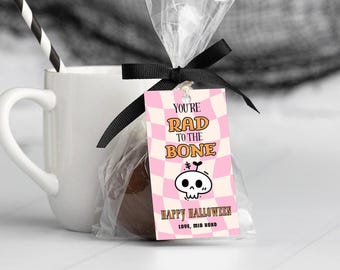 Editable Halloween Skeleton Gift Tag Halloween Rad To-the-bone Teacher ...