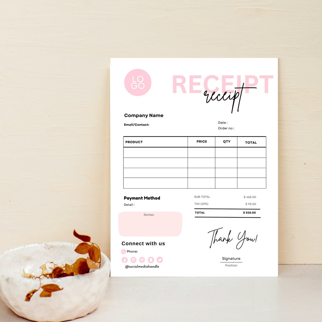 Editable Receipt Template Printable Billing Template Order - Etsy Ireland
