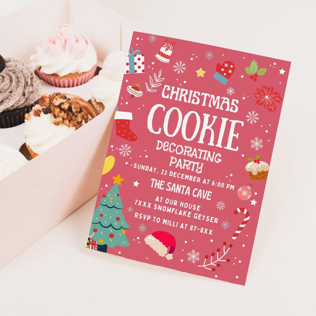 EDITABLE Christmas Cookie Decorating Party Invite Template, Printable ...