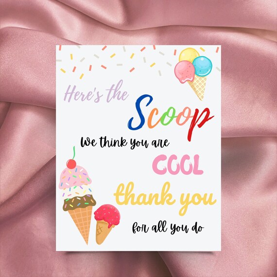 Here's the Scoop Ice Cream Printable Sign Teacher and | Etsy UK