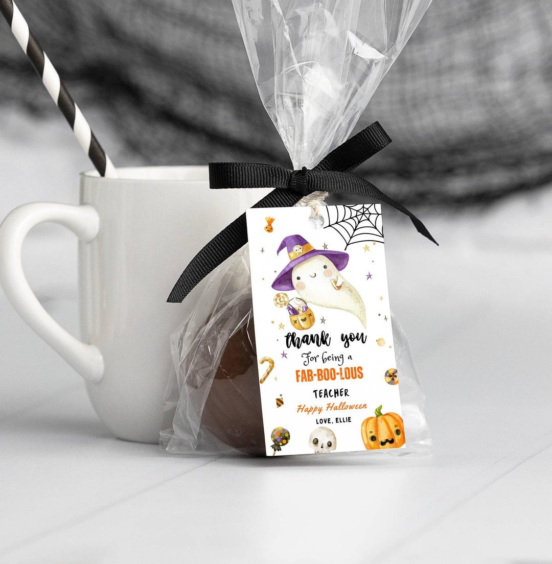 EDITABLE Halloween Teacher Gift Tag Template, Fab-boo-lous Favor Tags ...