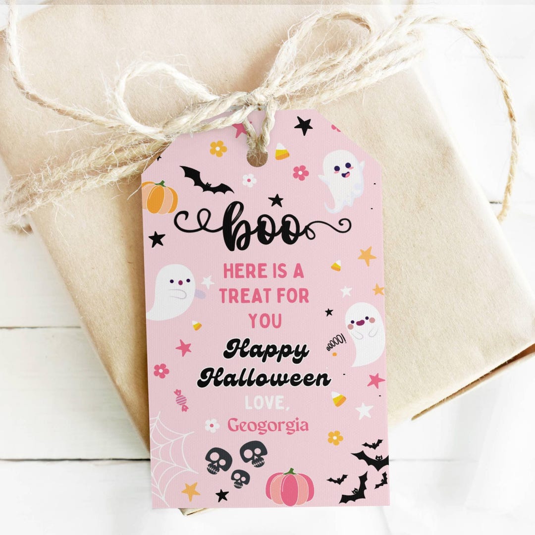 EDITABLE Halloween Favor Tags Boo Gift Tag Costume Party Trick or Treat ...